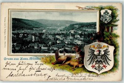 13437538 - 3510 Hann. Muenden Fasan Hase Jagdhund Wappen 1903 | eBay