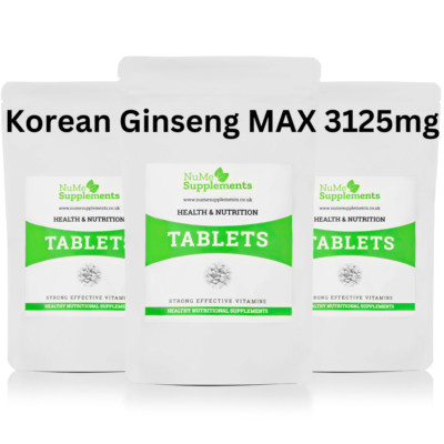 Korean Ginseng Tablets MAX 3125mg | Strong Potency High Strength ...