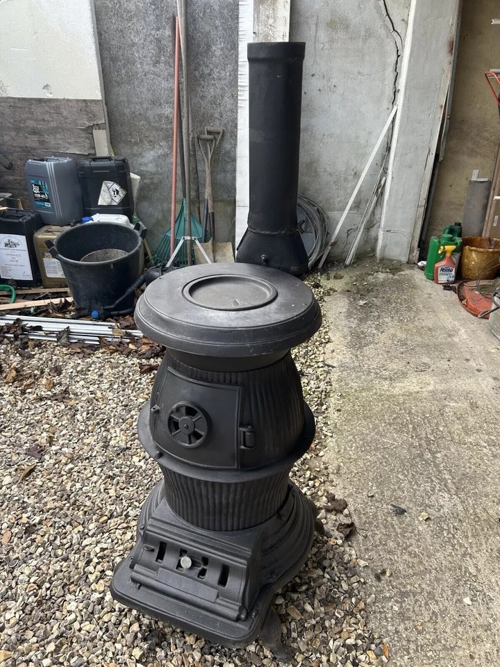 Large pot belly stove MULTIFUEL, 90X50CM MULTIFUEL, (log,wood+burner) 🚚 ...