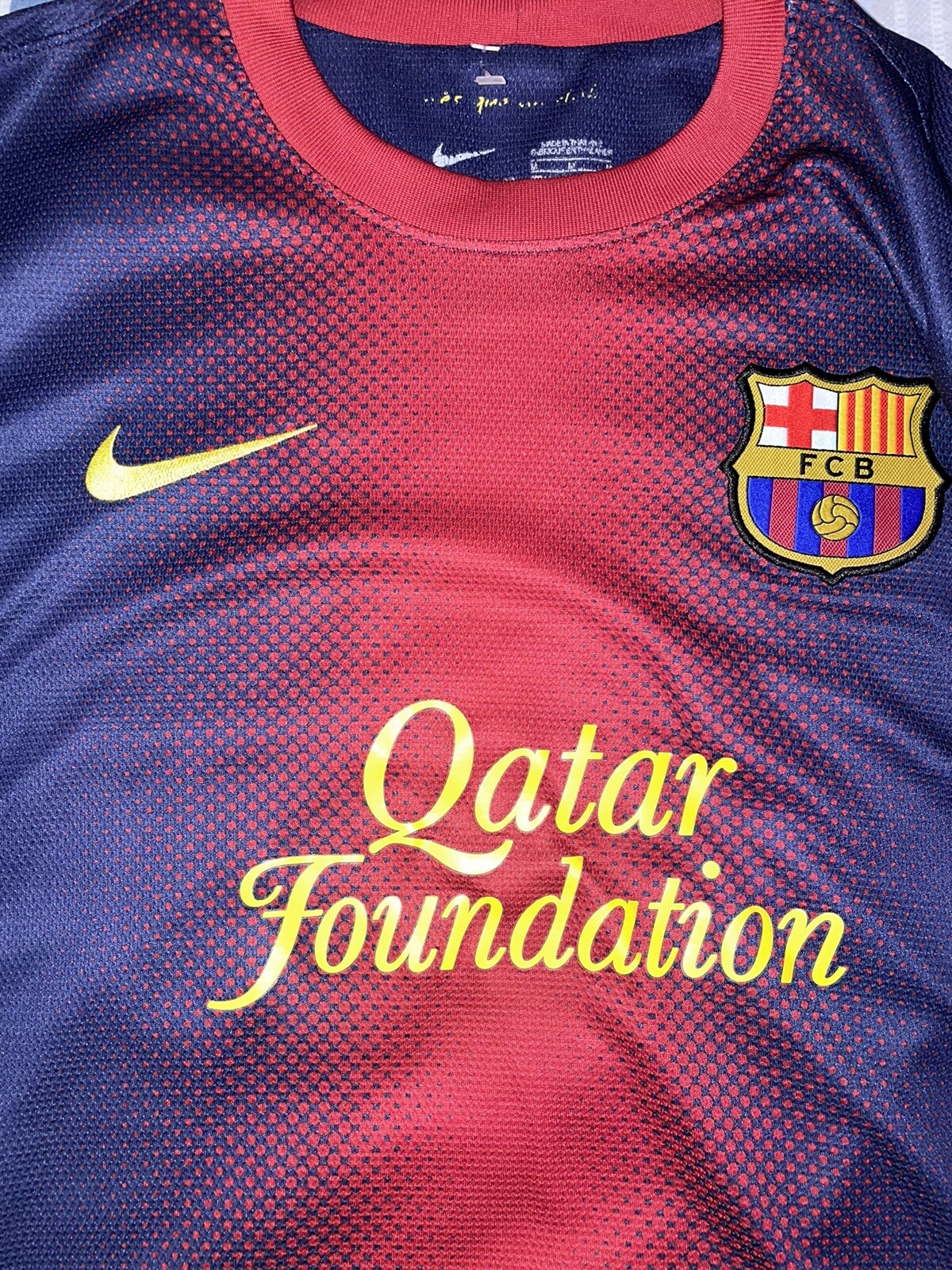 100% Authentic FC Barcelona Nike Home Kit Jersey Qatar Foundation ...