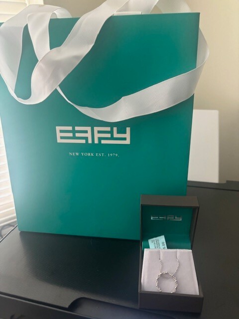NEW IN BOX DESIGNER EFFY Diamond Circle Necklace 1/10 carat SS W/ EFFY ...