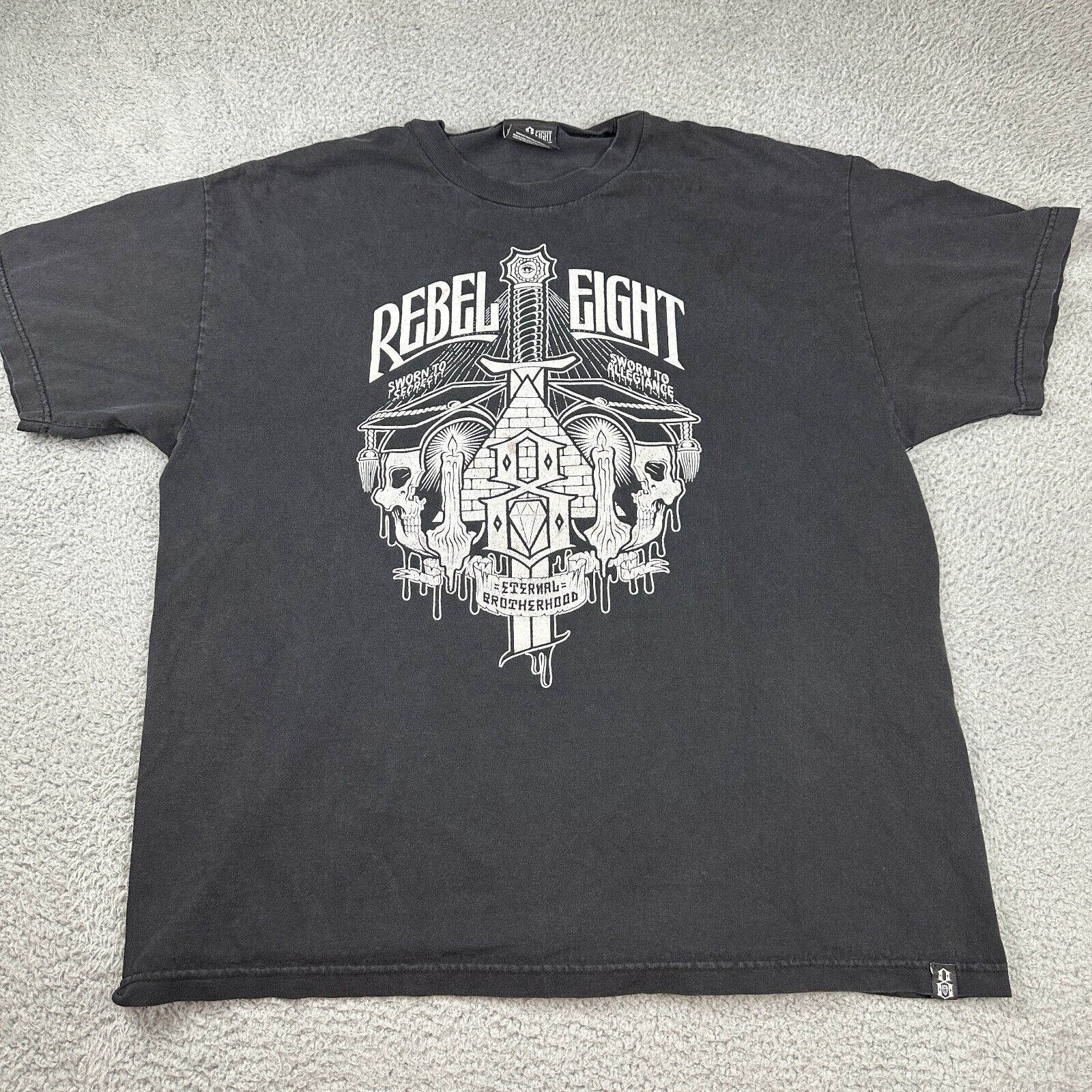 Rebel Eight Graphics XL X-Large Pullover Casual T-shirt Tee Men Black ...