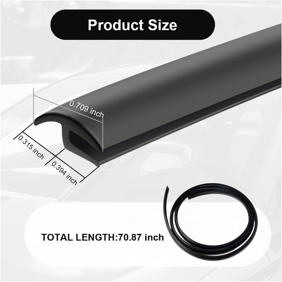 1.7M/5.6Ft Windshield Cowl Rubber Seal Strip, Weather Stripping Window ...