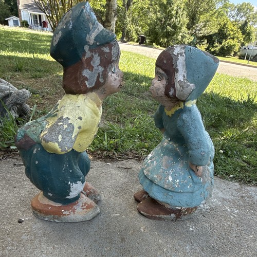 Vintage Dutch Concrete Kissing Boy & Girl Garden Statues | eBay