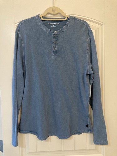 Men’s Lucky Brand Blue Henley Size Large Long Sleeved NWT | eBay