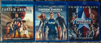 Captain America Trilogy Winter Soldier Civil War Collection Blu-ray Lot ...