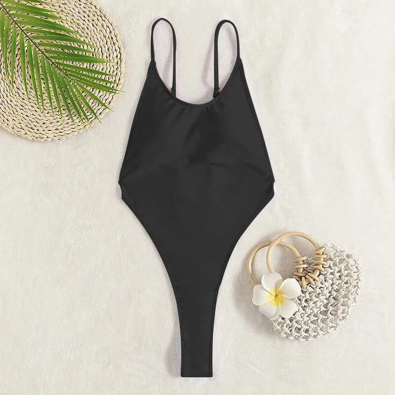 Womens Sexy Thong One Piece Swimsuit High Cut Out Monokini String ...