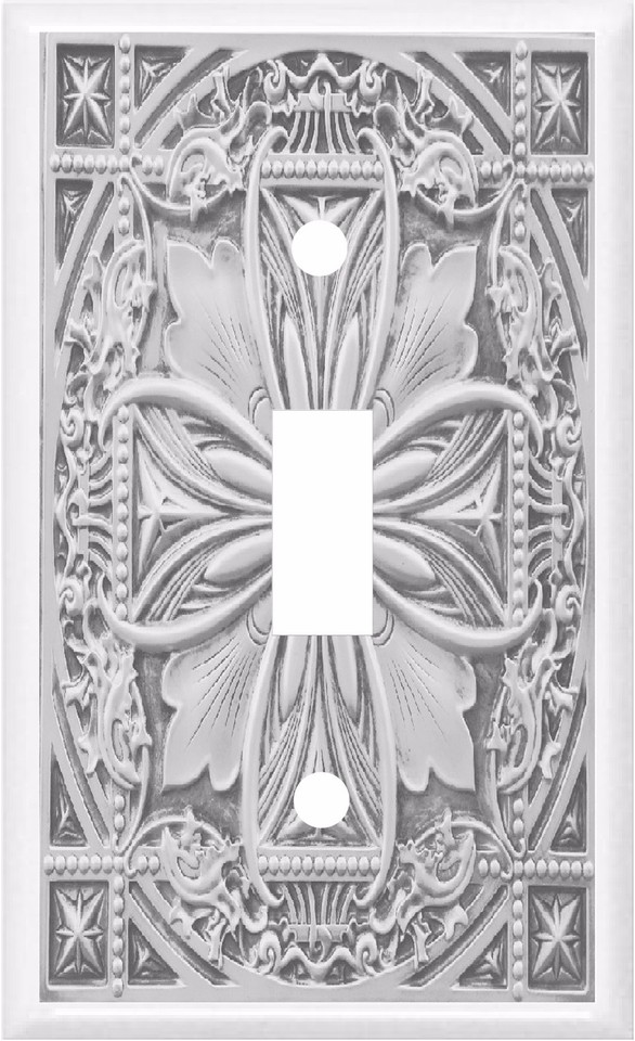 IMAGE OF FLORAL TILE GRAY LIGHT SWITCH COVER PLATE HOME DECOR | eBay