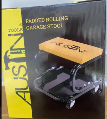 Austin Tools Padded Rolling Garage Stool with Tool Tray | Steel | Vinyl ...