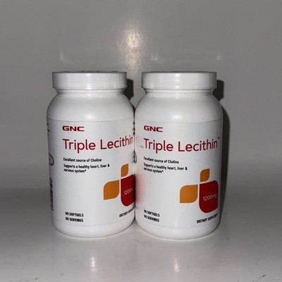 2x GNC Triple Lecithin 1200mg Heart Liver Nervous Support 90 Ct Each ...