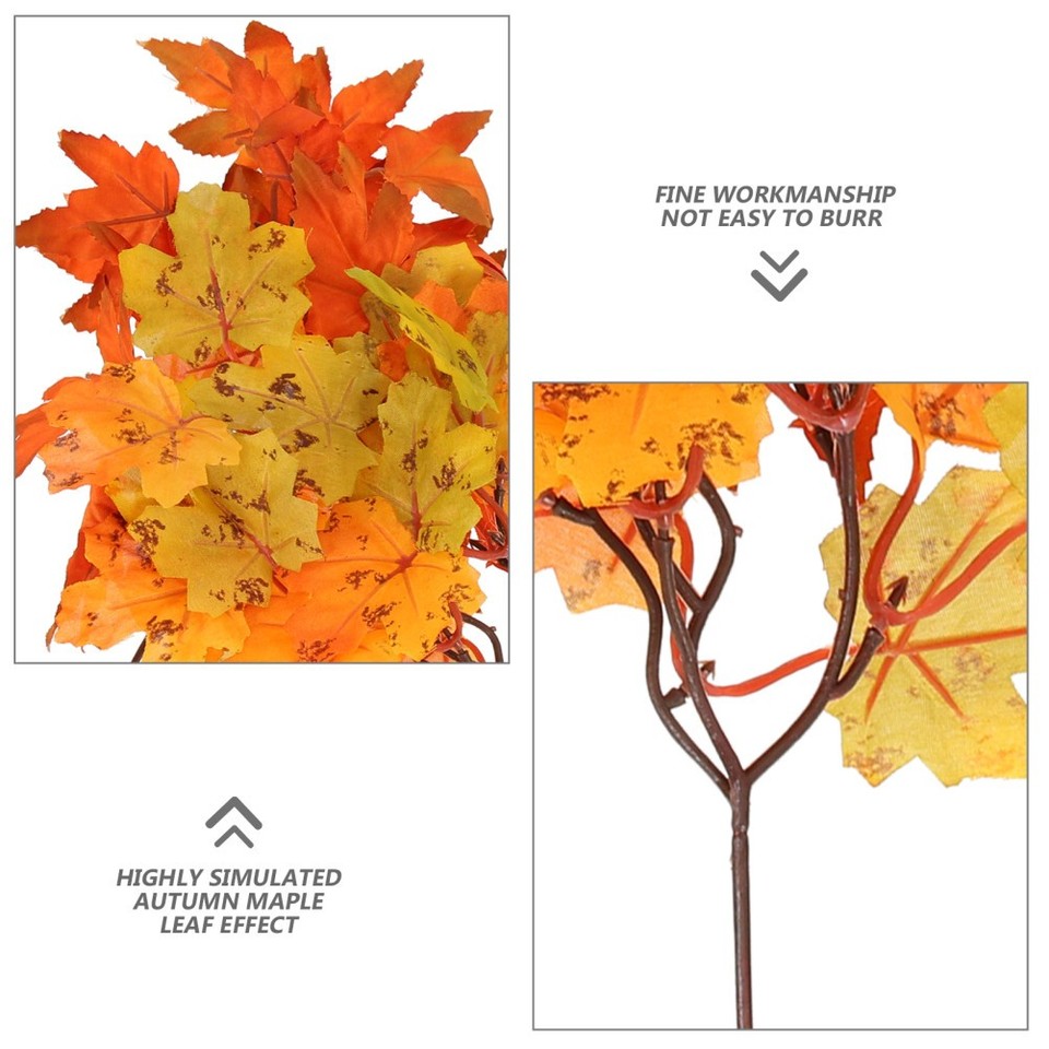4 Pcs Autumn Maple Leaves Branches Artificial Fake Fall Leaves Harvest ...