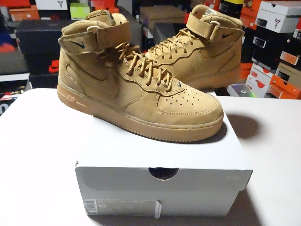 NIKE AIR FORCE 1 MID 07 PREMIUM QS FLAX-WHEAT SZ 10 MENS AF1 715889-200 ...