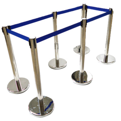 6pcs Retractable Crowd Control Barrier Poles Stanchion Post Queue Line ...