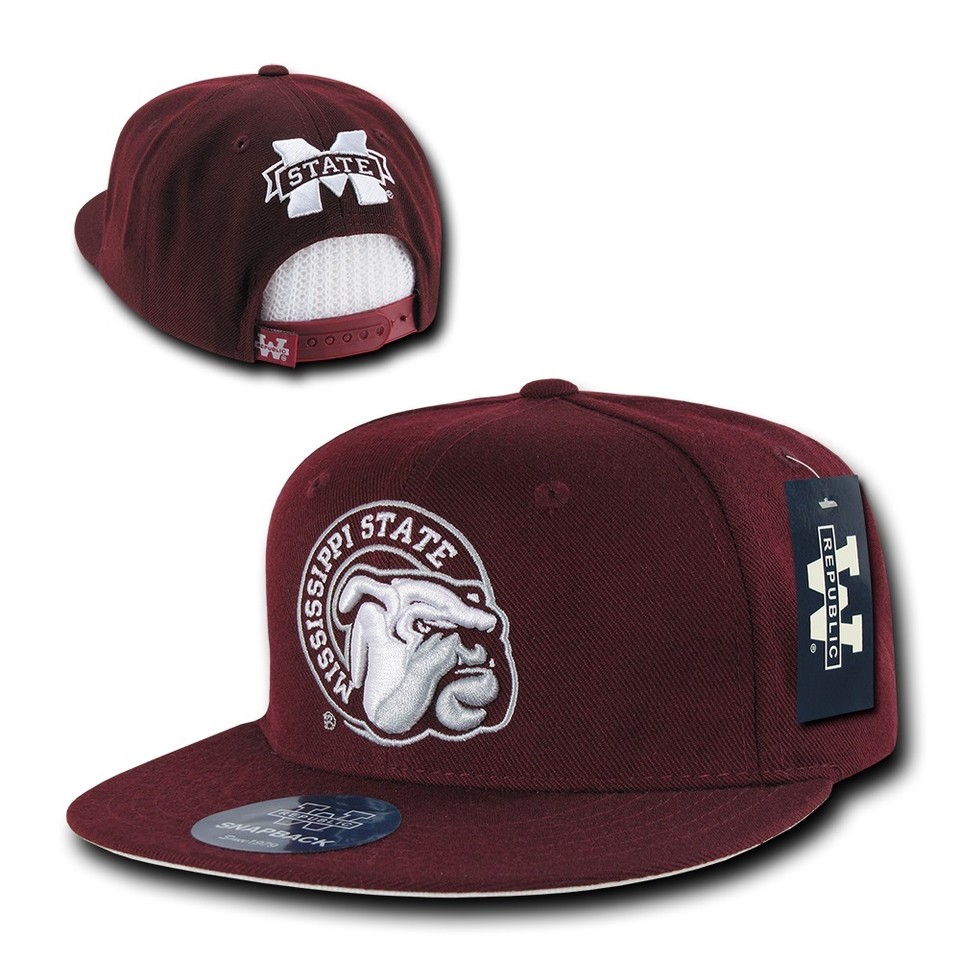 Maroon Mississippi Miss State Bulldogs NCAA Flat Bill Snapback Baseball ...