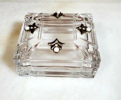 Clear Lead Crystal Jewelry Keepsake Trinket Box Thick Square | eBay