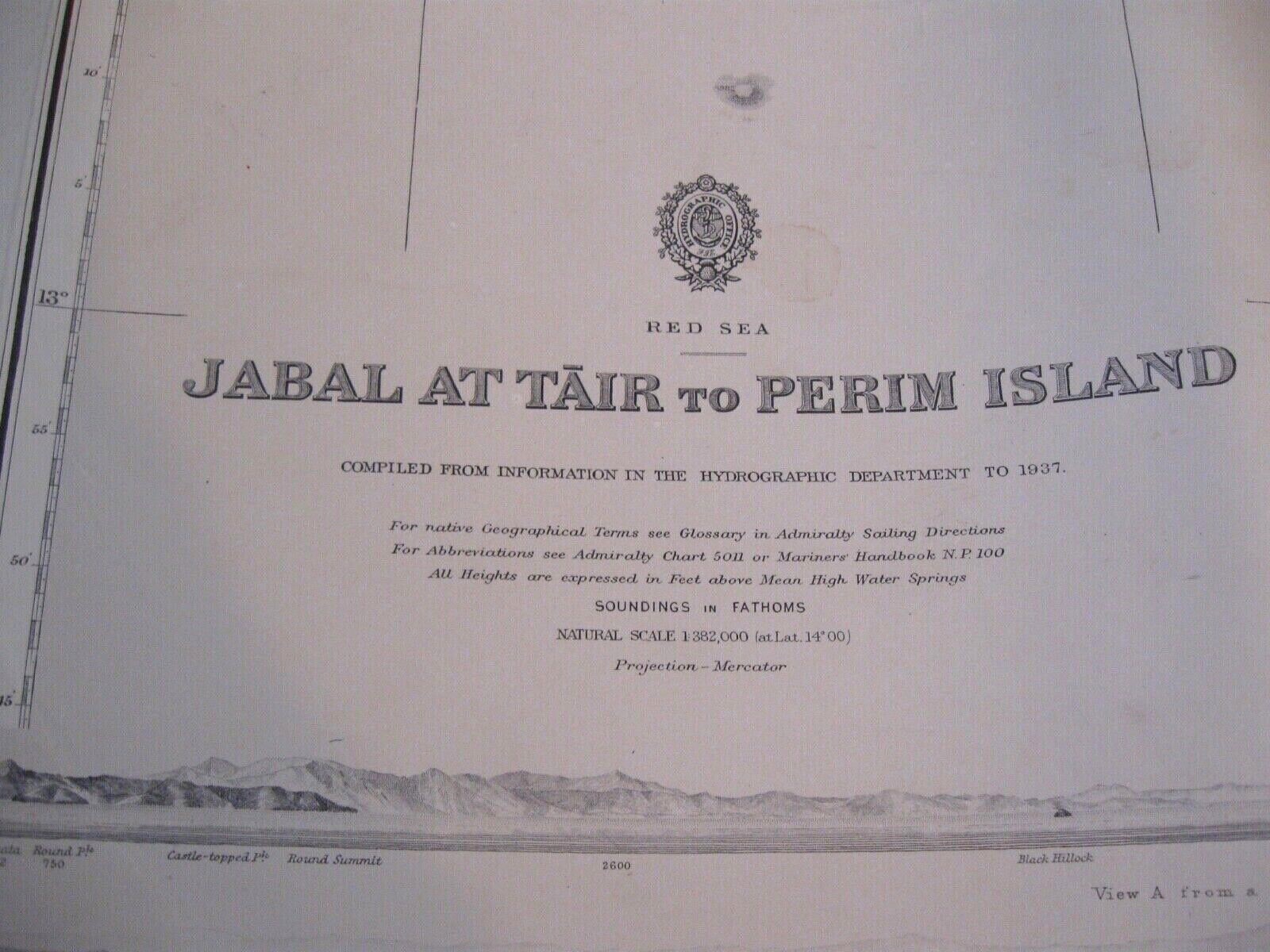 NAVIGATIONAL CHART # 143 JABAL AT TAIR TO PERIM ISLAND – RED SEA – 1979 ...