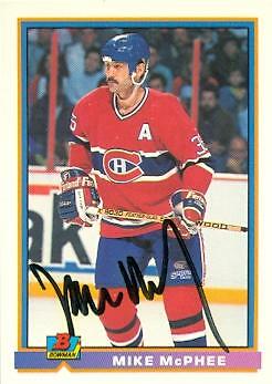 Mike McPhee autographed hockey card 1991 Topps Bowman #339 (Montreal ...