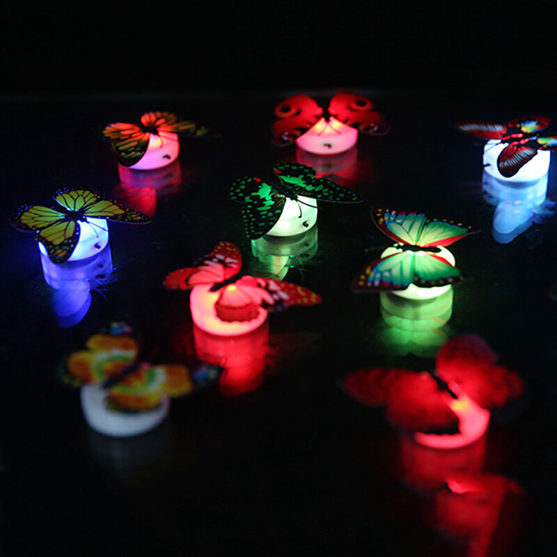 4x Butterfly LED Night Light Glowing Stickable Atmosphere Wall Lights ...