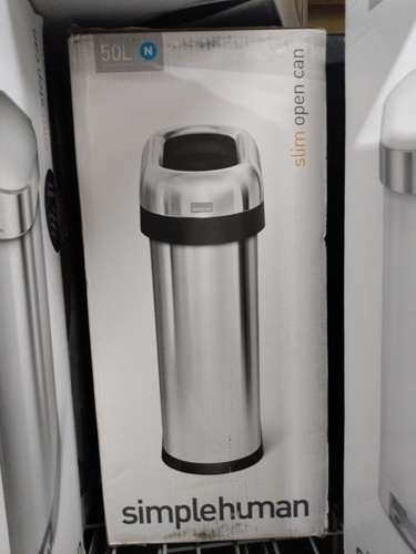 Simplehuman 50L Open Top Oval Trash Can Stainless Steel - New- $180 | eBay