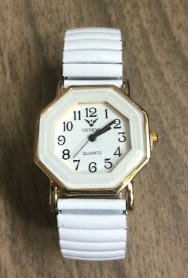 Geneva Women's Gold Watch Octagon White Dial Numbered Hours White ...