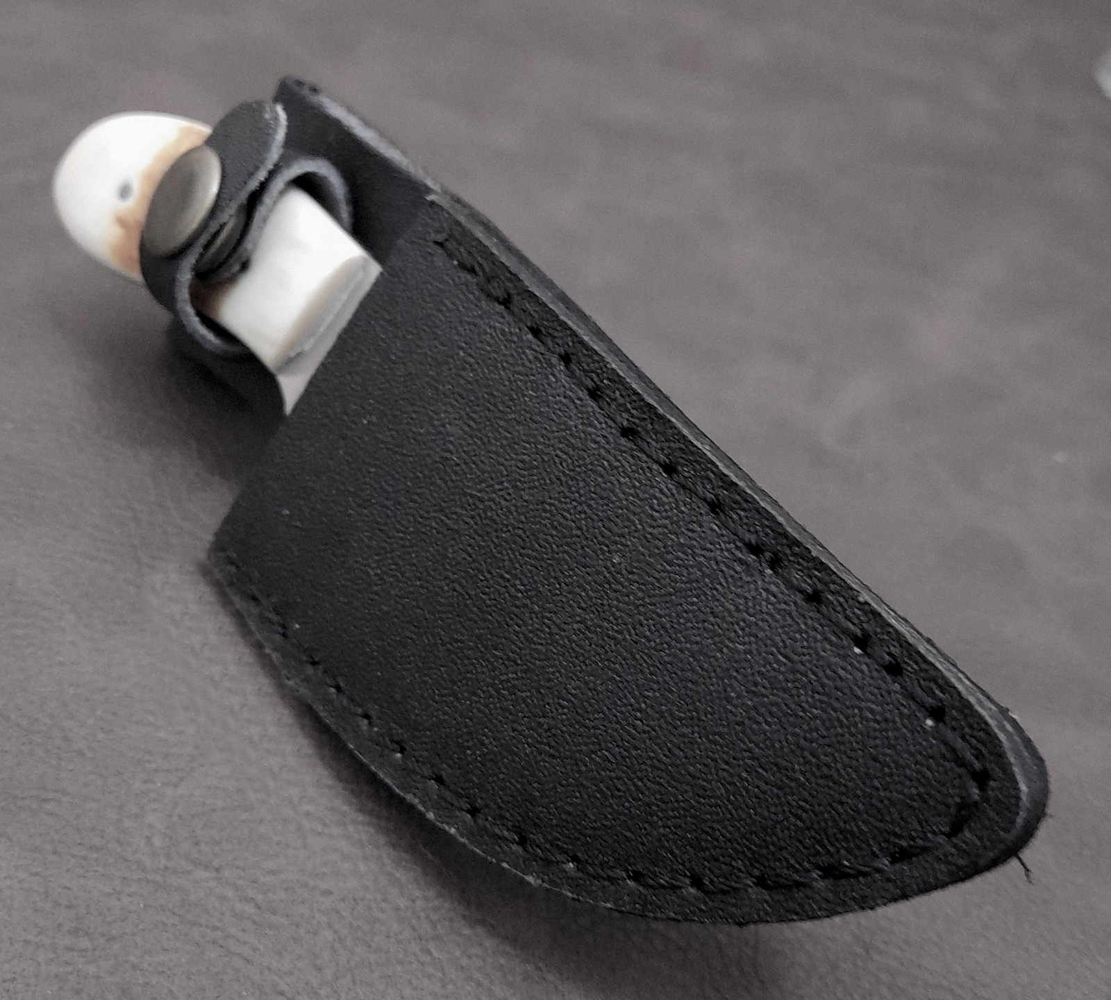 6" Real Bone Sharp Full Tang Skinner Knife w/Finger Choil & Leather ...