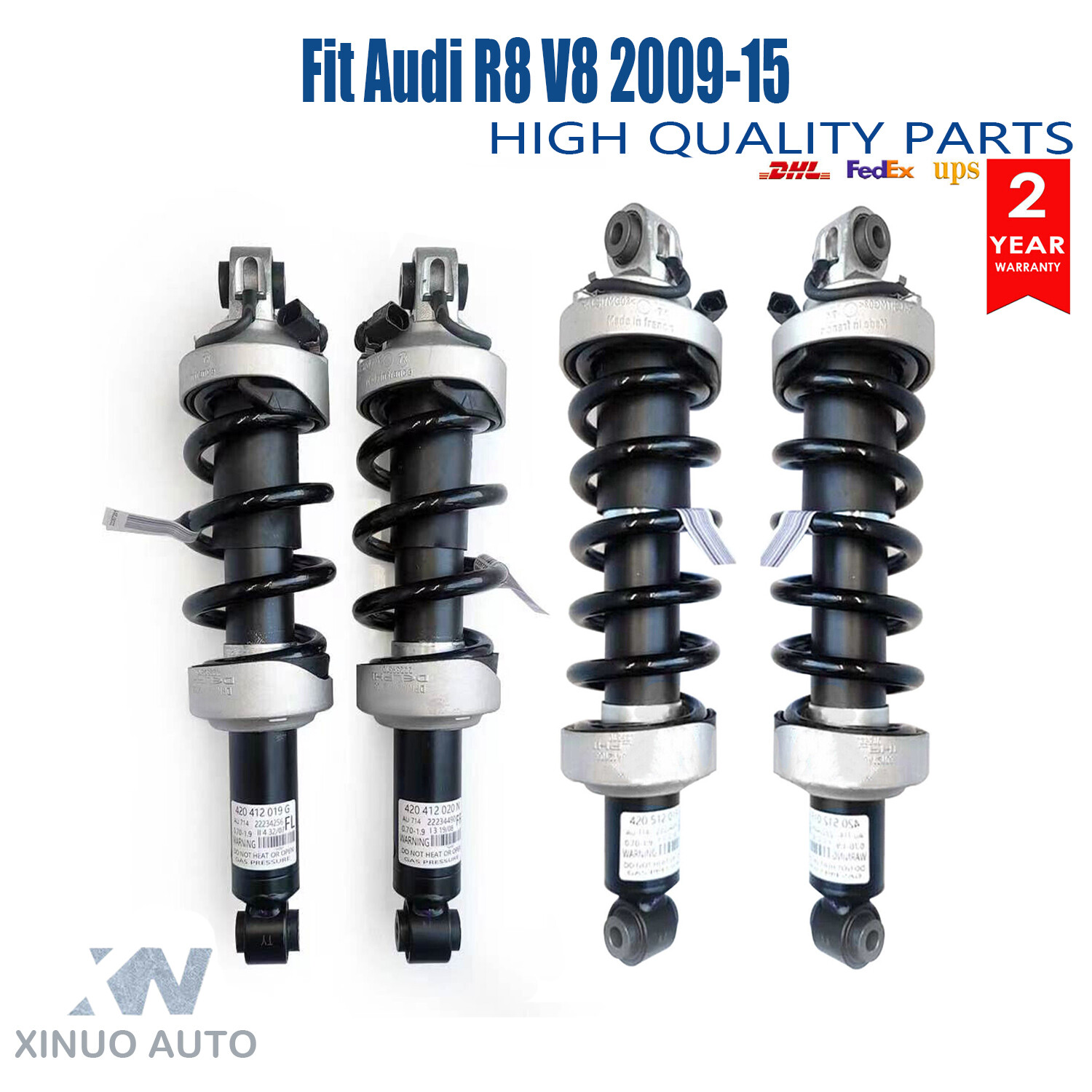 4x Fit Audi R8 V8 Front and Rear air Suspension Shock Struts Magnetic ...