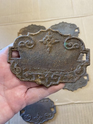 Lot of 10 Antique Cast Iron Back Plates for Pull Drawer Furniture ...