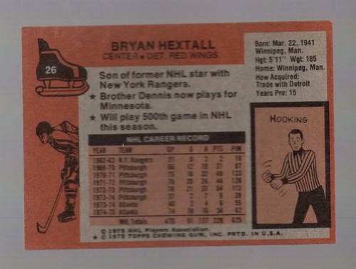 1975-76 Topps Bryan Hextall Detroit Red Wings #26 Near Mint or Better ...