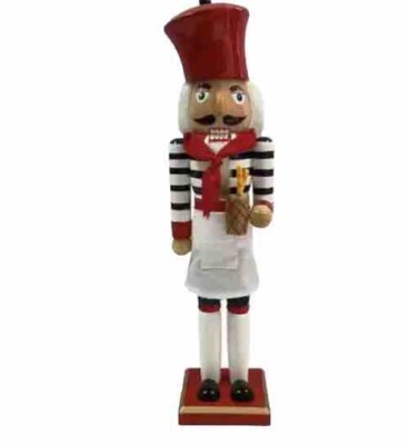Wooden Christmas Nutcracker,16"FRENCH CHEF IN RED SCARF & HAT W/COCKTAIL,Ashland | eBay