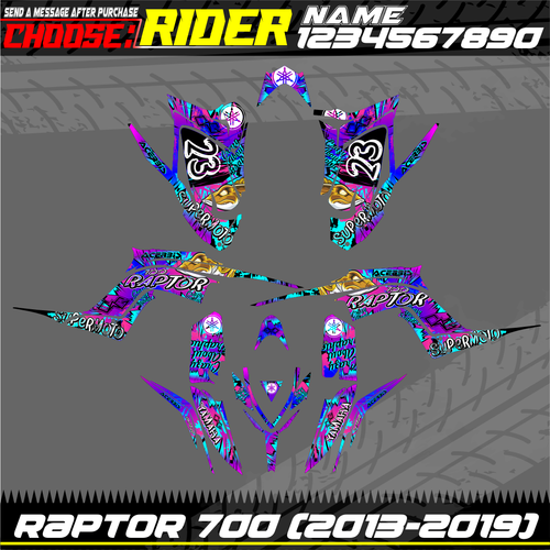 yamaha raptor 700 700R (2013-2022) graphics decals stickers kit atv utv ...