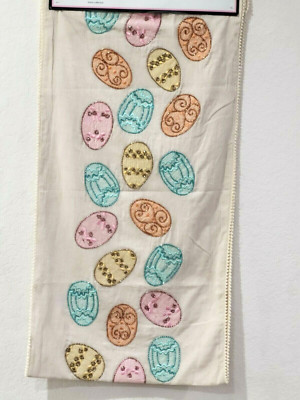 Tabitha Webb Easter Eggs Beaded Table Runner Home Decor 16x72" | eBay