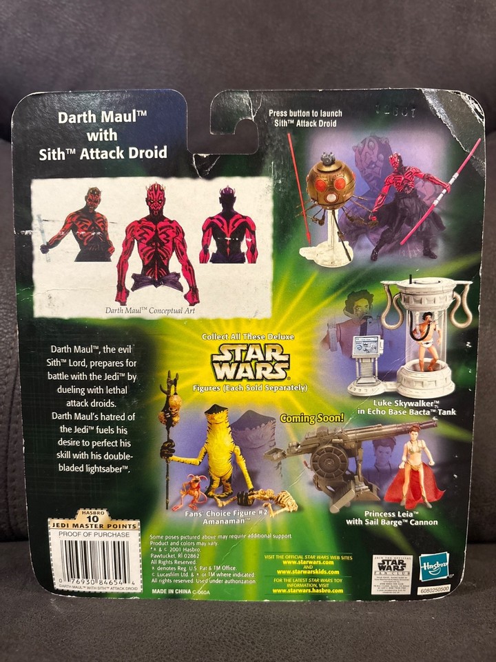 2001 Hasbro Star Wars Power of the Jedi Darth Maul with Sith Attack ...