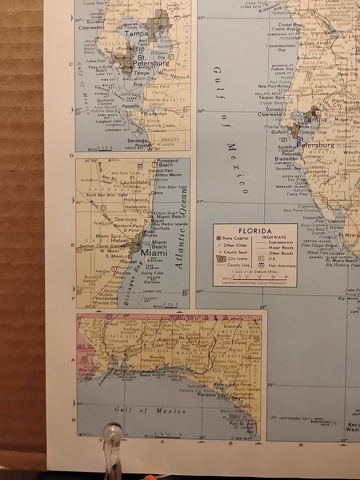 Old Vintage FLORIDA Atlas Map 1961 MSM Life Pictorial Atlas of the ...