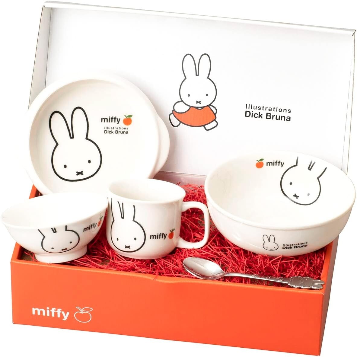 Miffy Apple Kids Ceramic Tableware Set Plate Rice Bowl Cup spoon ...
