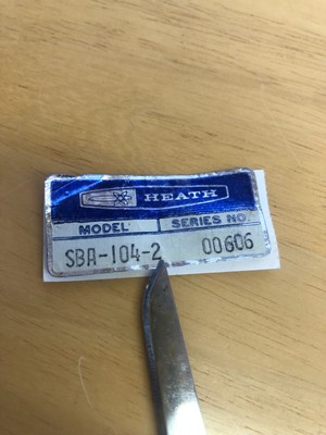 Heathkit SBA-104-2 Item Sticker Label | eBay