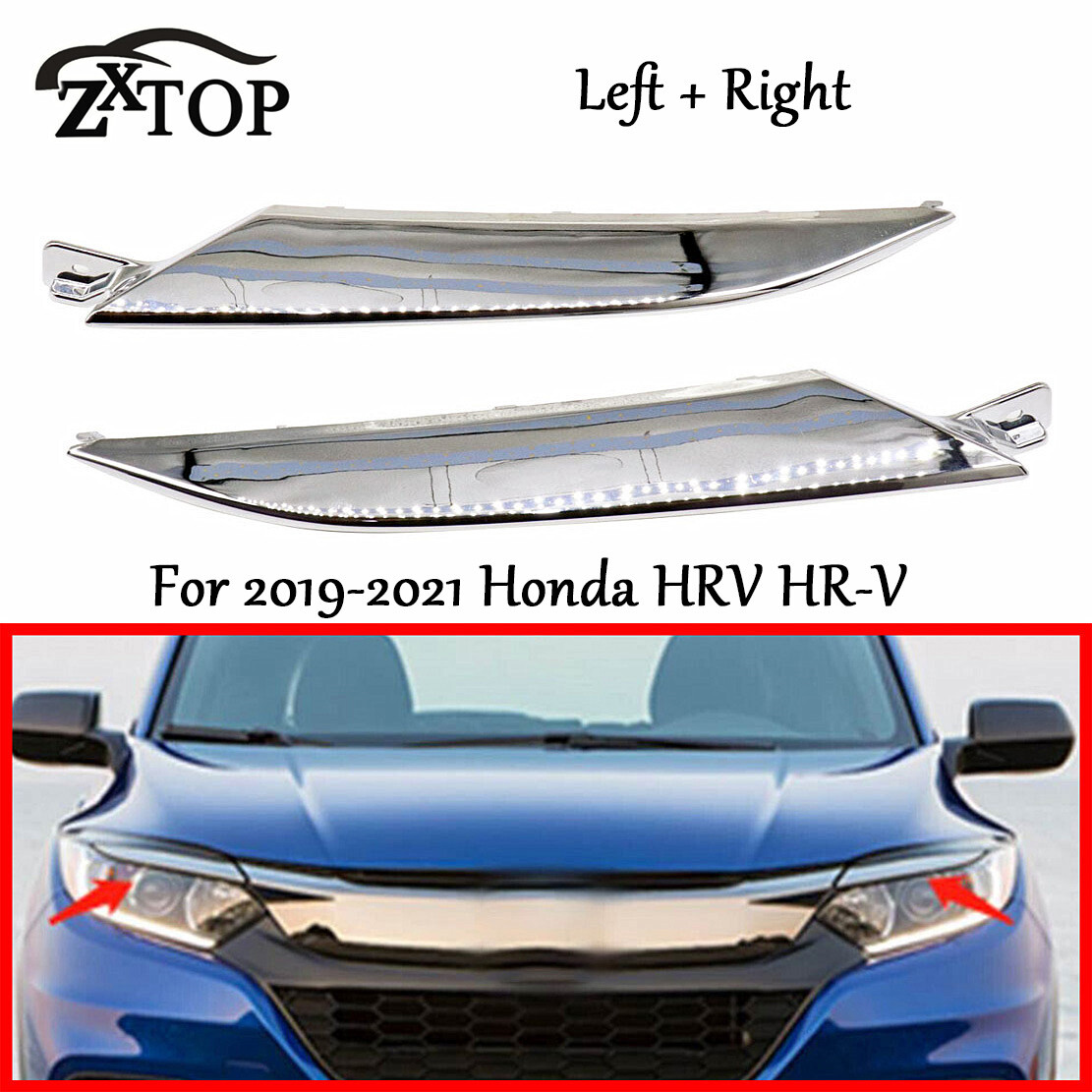 Front Hood Chrome grille&Headlight Trim moding LH&RH Fit Honda HRV HR-V ...