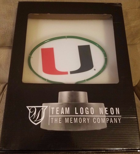 Miami Hurricanes Neon Logo Desk Lamp Sign Memory Company NCAA Football ...