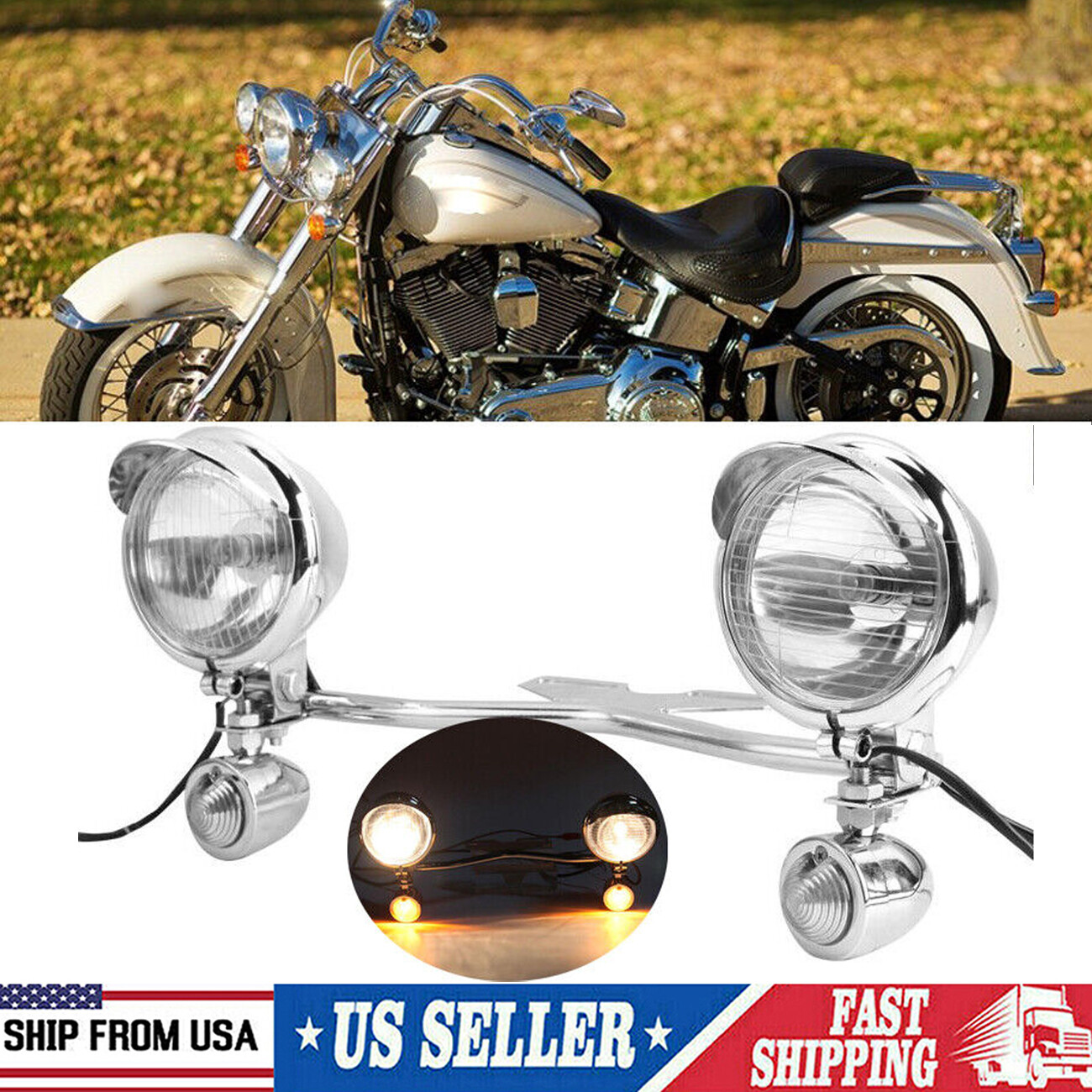 Passing Light Bar Turn Signals For Harley Davidson Softail Fat Boy ...