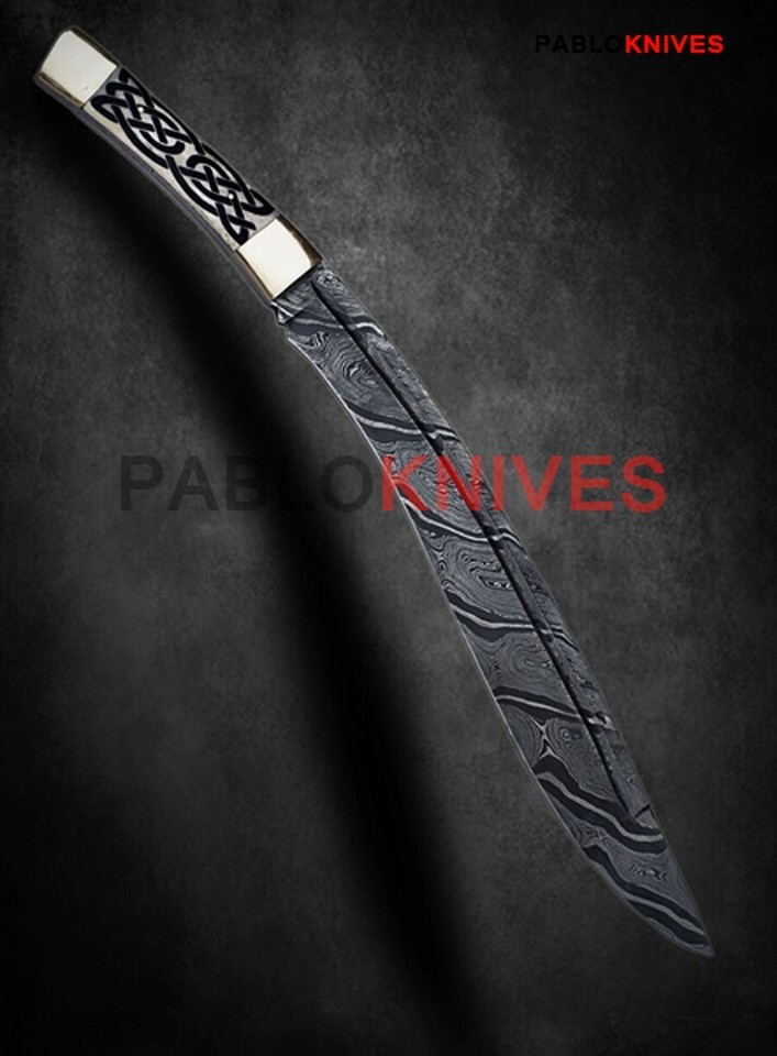 20" Handmade Damascus Steel Hunting Camel Bone Long Exotic Celtic Kukri ...