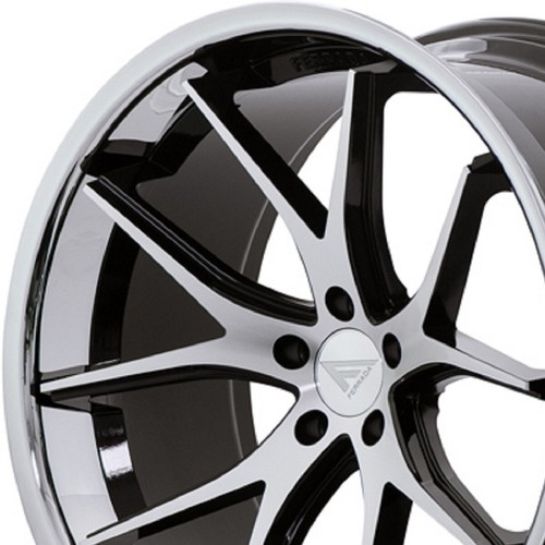 4 New 22" FERRADA FR2 22x10.5 MACHINE BLACK / CHROME LIP CONCAVE WHEELS ...