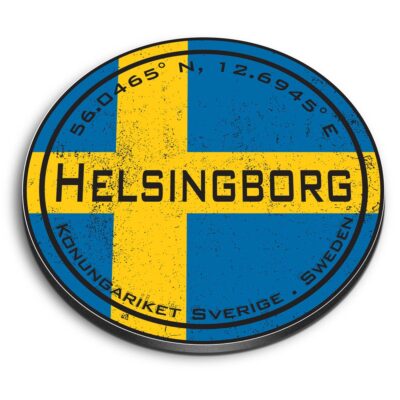 1x Round Fridge MDF Magnet Helsingborg Sweden Flag #60930 | eBay UK