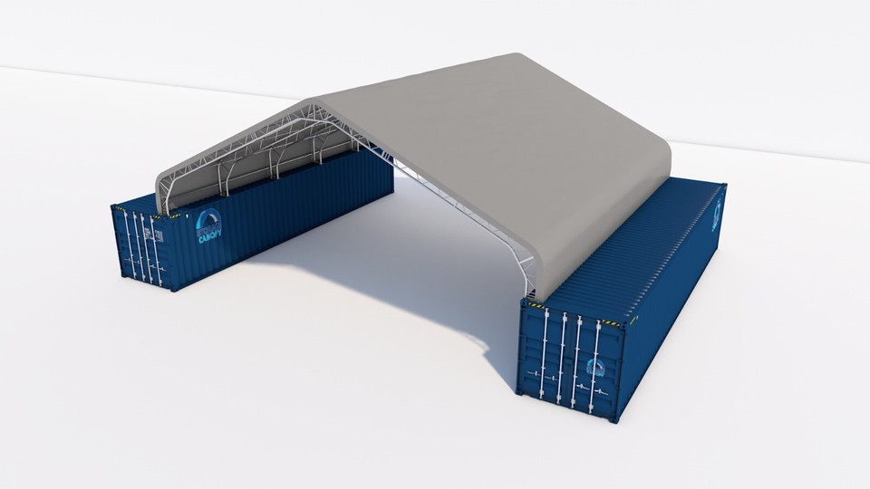 40W-40L-13H (ft) Double Truss Peak Shipping Container Roof Quonset Hut ...