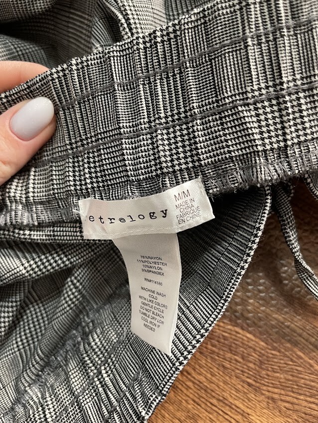 Retrology Women's Casual Pants Check Black/White Size M Medium | eBay