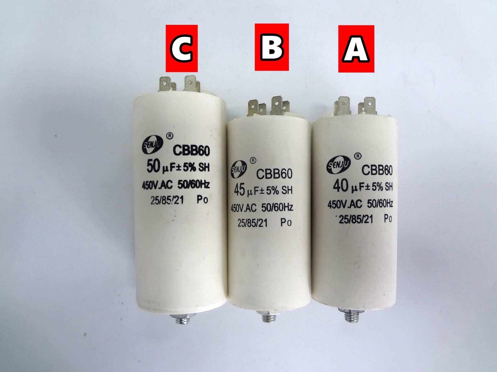 CBB60 450V Air Conditioner Motor Run Capacitor 25/85/21 (40uF/45uF/50uF ...