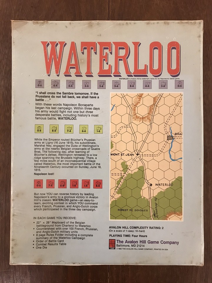 Board Game, Waterloo, Avalon Hill, 1962 | eBay