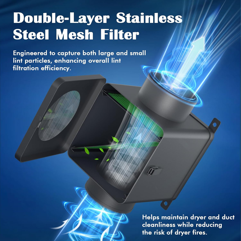 Metal Dryer Duct Lint Trap,Indoor Dryer Vent Kit with Lint Catcher ...