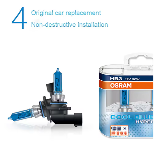 2x Osram H7 Halogen Headlight Car Lamp 5300K Cool Blue White Light Bulb ...