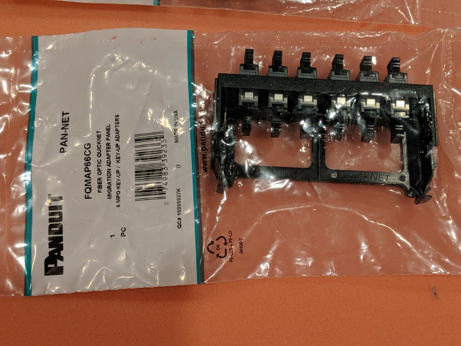 FQMAP66CG Panduit QuickNet MTP MPO Fiber Optic Migration Adapter Panel ...