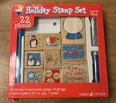 DELTA CREATIVE HOLIDAY SET CRAFTS CHRISTMAS WOOD STAMP SET Rubber ...