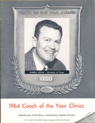 Darrell Royal Texas 1963 Coach of the year award clinic program bx50 | eBay
